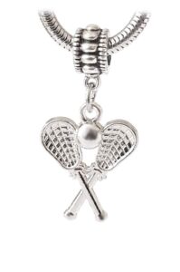 dangle lacrosse sticks and ball charm bead