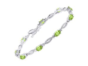 rylos spectacular tennis bracelet set with peridot & diamonds - august birthstone*