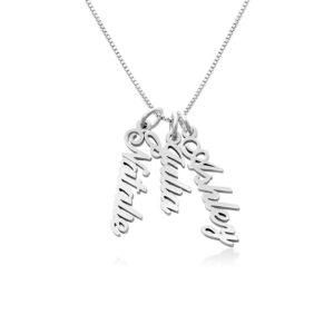 MYKA Personalized Vertical Name Necklace in Sterling Silver 925 or Gold Plating - Custom Jewelry Christmas Gift for Her (Sterling Silver 925)