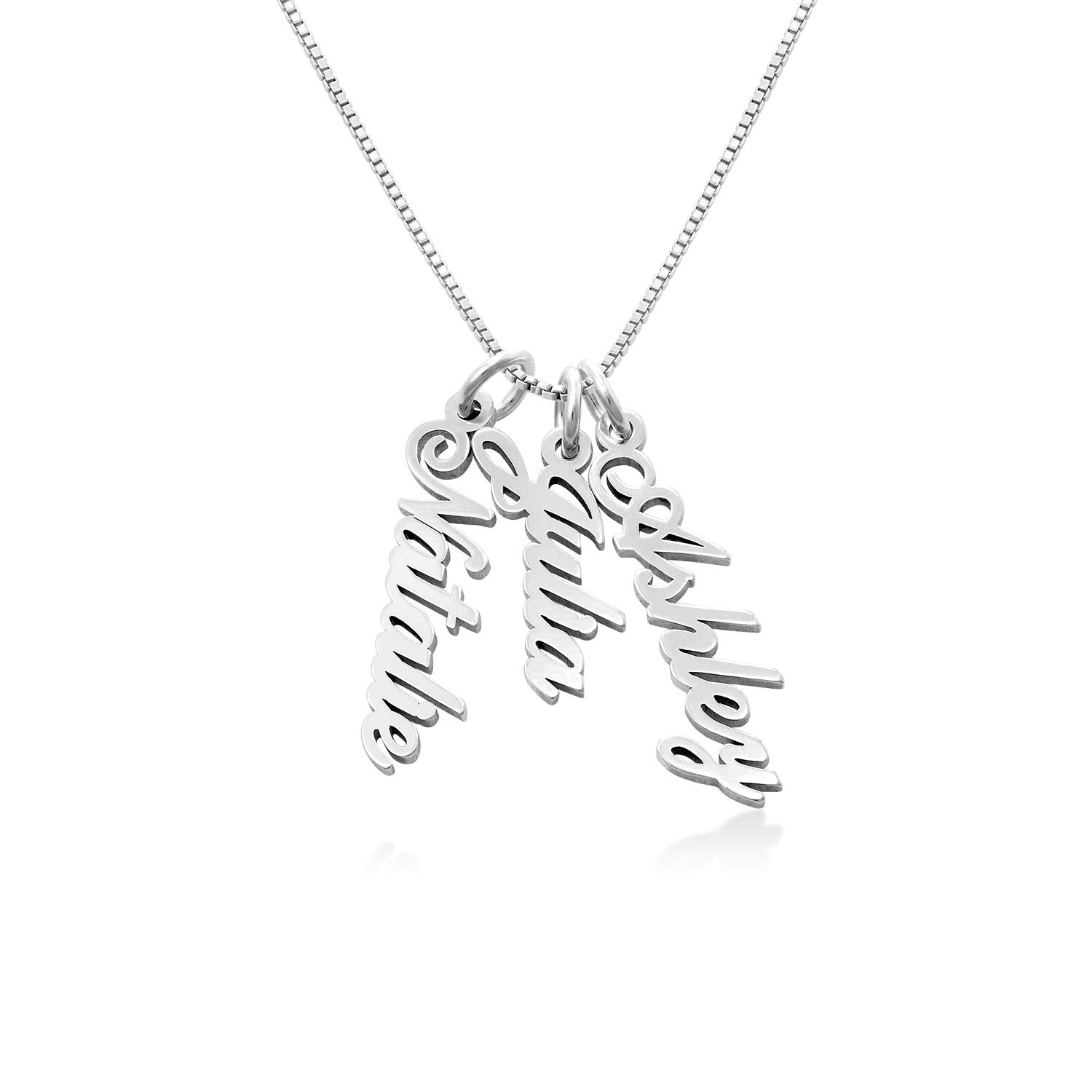 MYKA Personalized Vertical Name Necklace in Sterling Silver 925 or Gold Plating - Custom Jewelry Christmas Gift for Her (Sterling Silver 925)