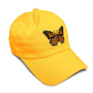 soft baseball cap monarch butterfly embroidery insects butterfly embroidery twill cotton dad hats for men & women golden yellow design only