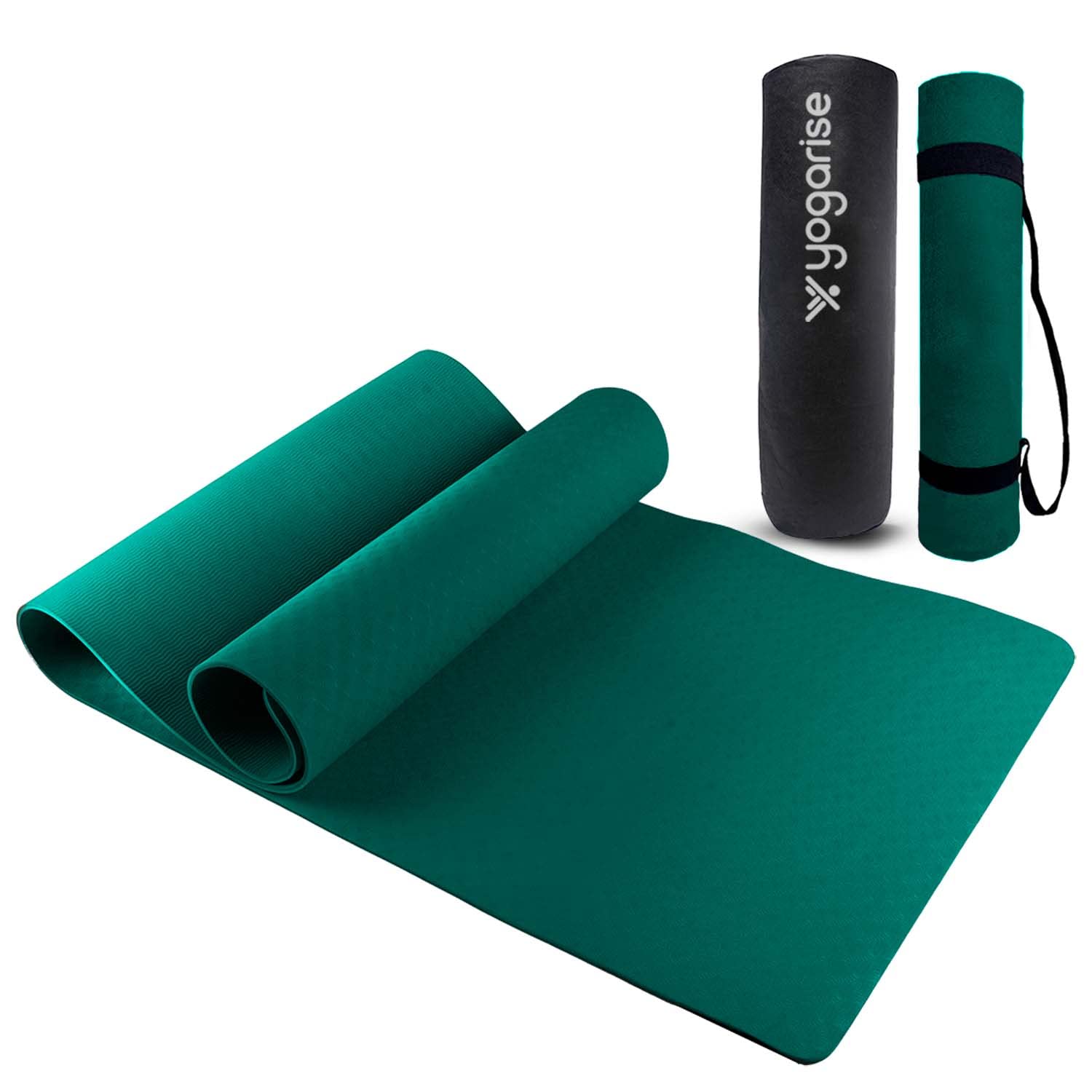 Yogarise Yoga mat for Men and Women, Premium Exercise Mat for Home Workout, Anti Slip Yoga Mat Workout, Gym Mat for Workout at Home with Bag and Strap (Bottle Green, 4mm)