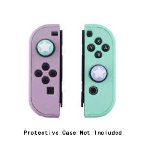 eXtremeRate PlayVital Star Design Cute Switch Thumb Grip Caps, Mint Green & Light Violet Joystick Caps for Nintendo Switch Lite, Silicone Analog Cover Thumbstick Grips for Switch OLED Joycon