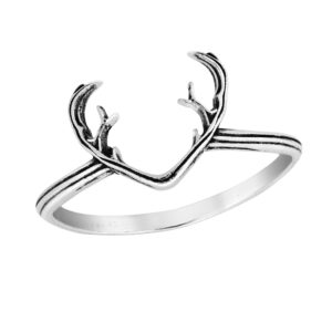 aeravida spirit of the forest mesmerizing deer antler .925 sterling silver band ring (8) | minimalist animal ring | sterling silver deer antler ring