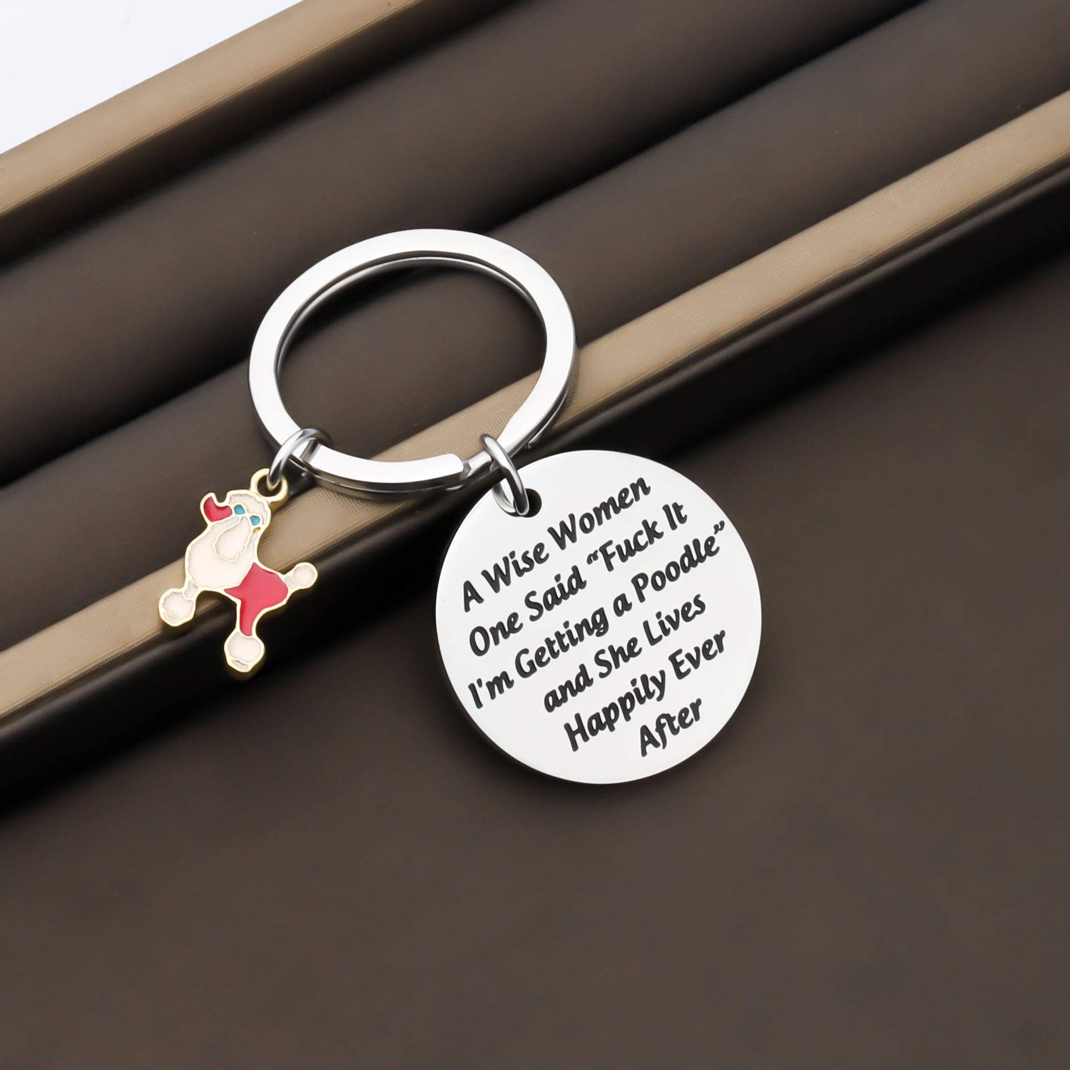 TGBJE Poodle Gift Poodle Mom Gift A Wise Woman Getting A Poodle and She Lived Happily Ever After Gift for Poodle Lover (Poodle Keychain)