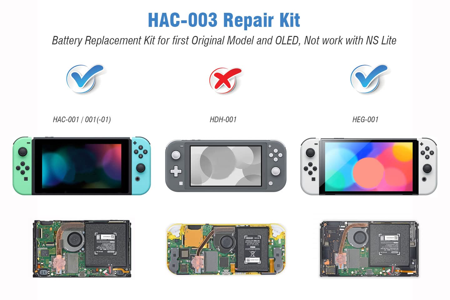 ElecGear 1 x Replacement Battery for Nintendo Switch Console, HAC-003 Internal Rechargeable Li-ion Battery for Switch HAC-001, 3.7V 4310mAh 16.0Wh with Repair Tool Kit