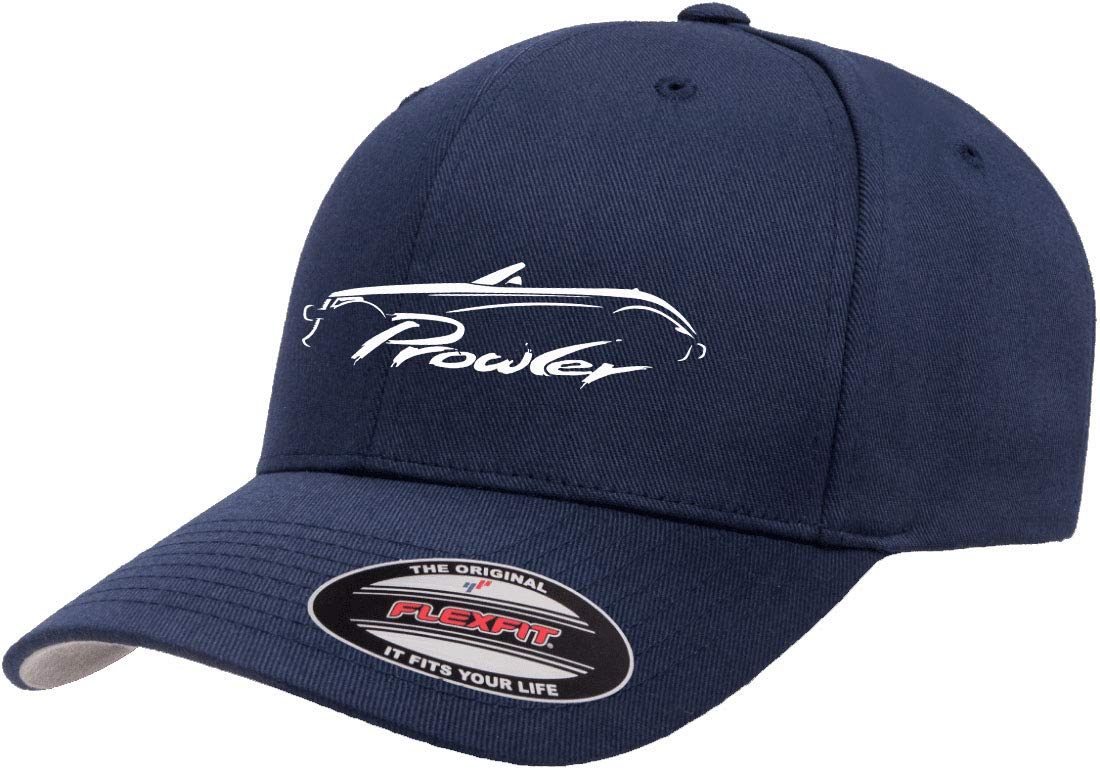 Plymouth Prowler Exotic Car Classic Outline Design Flexfit 6277 Athletic Baseball Fitted Hat Cap Navy L/XL