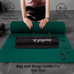 Yogarise Yoga mat for Men and Women, Premium Exercise Mat for Home Workout, Anti Slip Yoga Mat Workout, Gym Mat for Workout at Home with Bag and Strap (Bottle Green, 4mm)