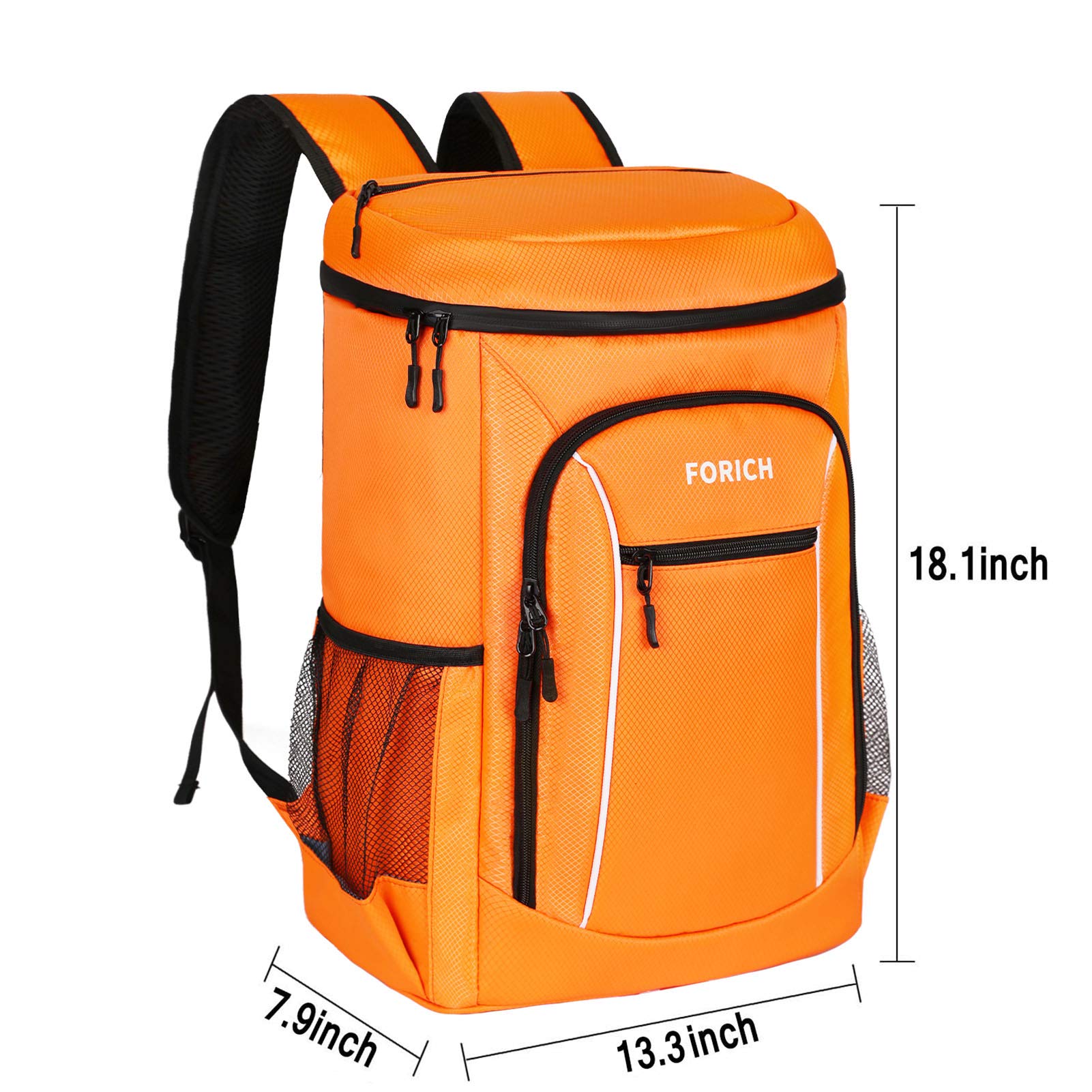 FORICH Cooler Backpack Portable Soft Backpack Coolers Insulated Leak Proof Large Cooler Bag for Men Women to Work Travel Beach Camping Hiking Picnic Fishing Beer Bottle, 30 Cans (X - Orange)