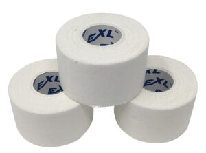 exl body performance white athletic tape - 1.5" x 10 yd (latex-free) (pack of 3 rolls)