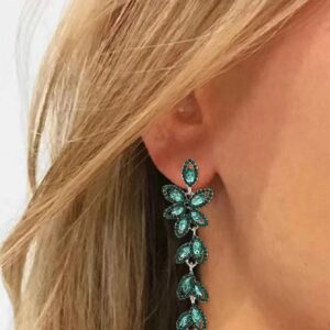 Fahion Statement Vintage Drop Dangle Earrings for Women Girls Green Crystal Earrings