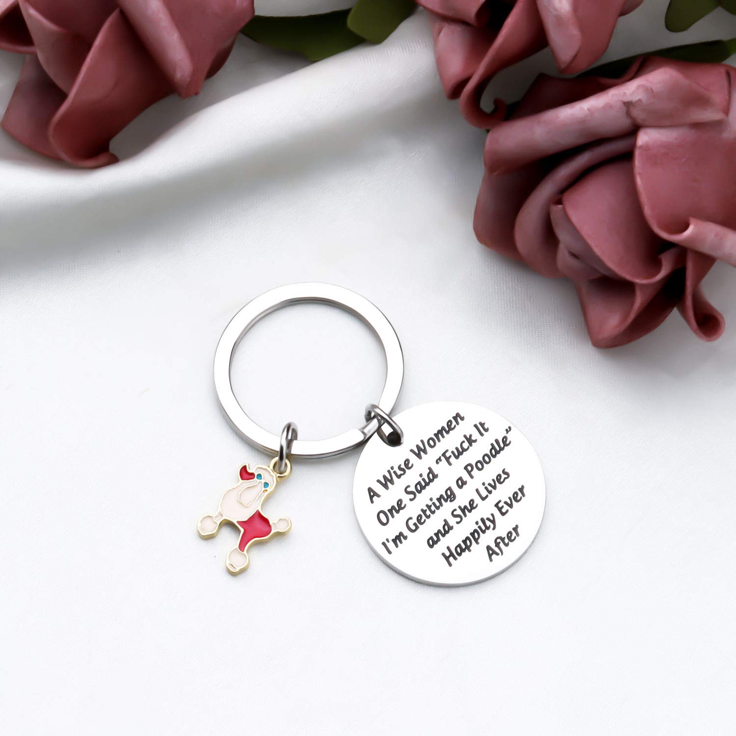 TGBJE Poodle Gift Poodle Mom Gift A Wise Woman Getting A Poodle and She Lived Happily Ever After Gift for Poodle Lover (Poodle Keychain)