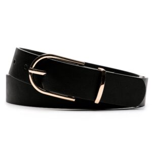 earnda women's faux leather chic belt for ladies jeans black medium