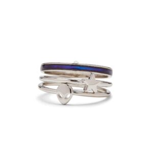 pura vida silver-plated lost in the cosmos stackable ring set - brass band, exclusive design - 4 pieces, size 6