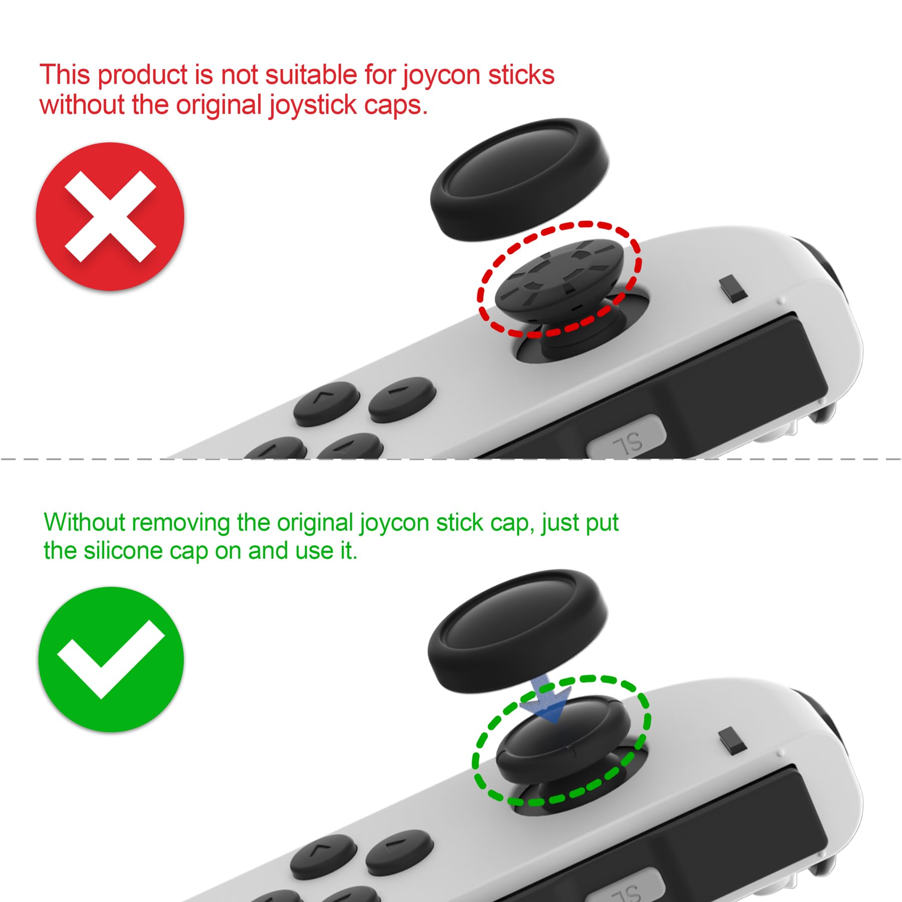 eXtremeRate PlayVital Switch Joystick Caps, Switch Lite Thumbstick Caps, Silicone Analog Cover for Switch OLED Joycon Thumb Grip Rocker Caps for Nintendo Switch & Switch Lite - White