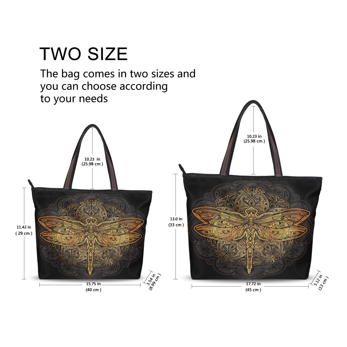 QMXO Ethnic Bird Dragonfly Black Handbags and Purse for Women Tote Bag Large Capacity Top Handle Shopper Shoulder Bag