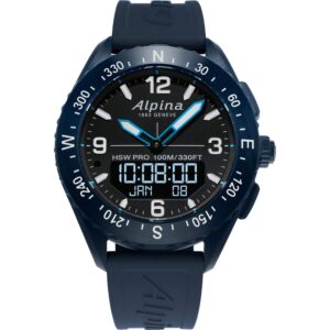 alpina men's alpiner x outdoor connected watch, multi-functional, activity, sleep, gps, message notifications, worldtimer, digitial led screen, sapphire crystal, 45mm