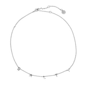 pura vida 14" silver salty letter charms choker necklace - brand charm, exclusive design - 3" extender