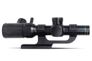 monstrum 1-4x20 rifle scope with rangefinder reticle | zr250 h-series offset scope mount | bundle