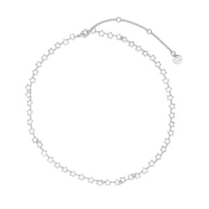 pura vida 14" silver seeing stars choker necklace - brand charm, exclusive design - 3" extender