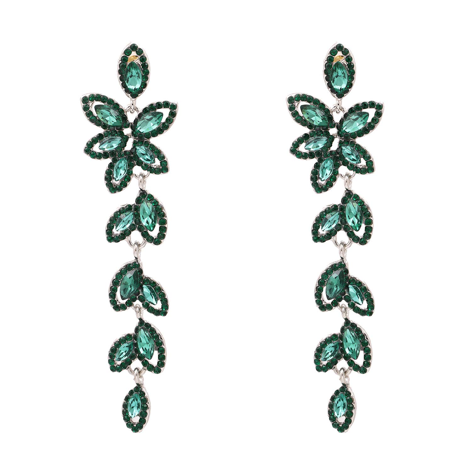 Fahion Statement Vintage Drop Dangle Earrings for Women Girls Green Crystal Earrings