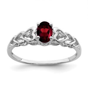 icecarats 925 sterling silver red garnet diamond ring gemstone band january birthstone jewelry size 7.00