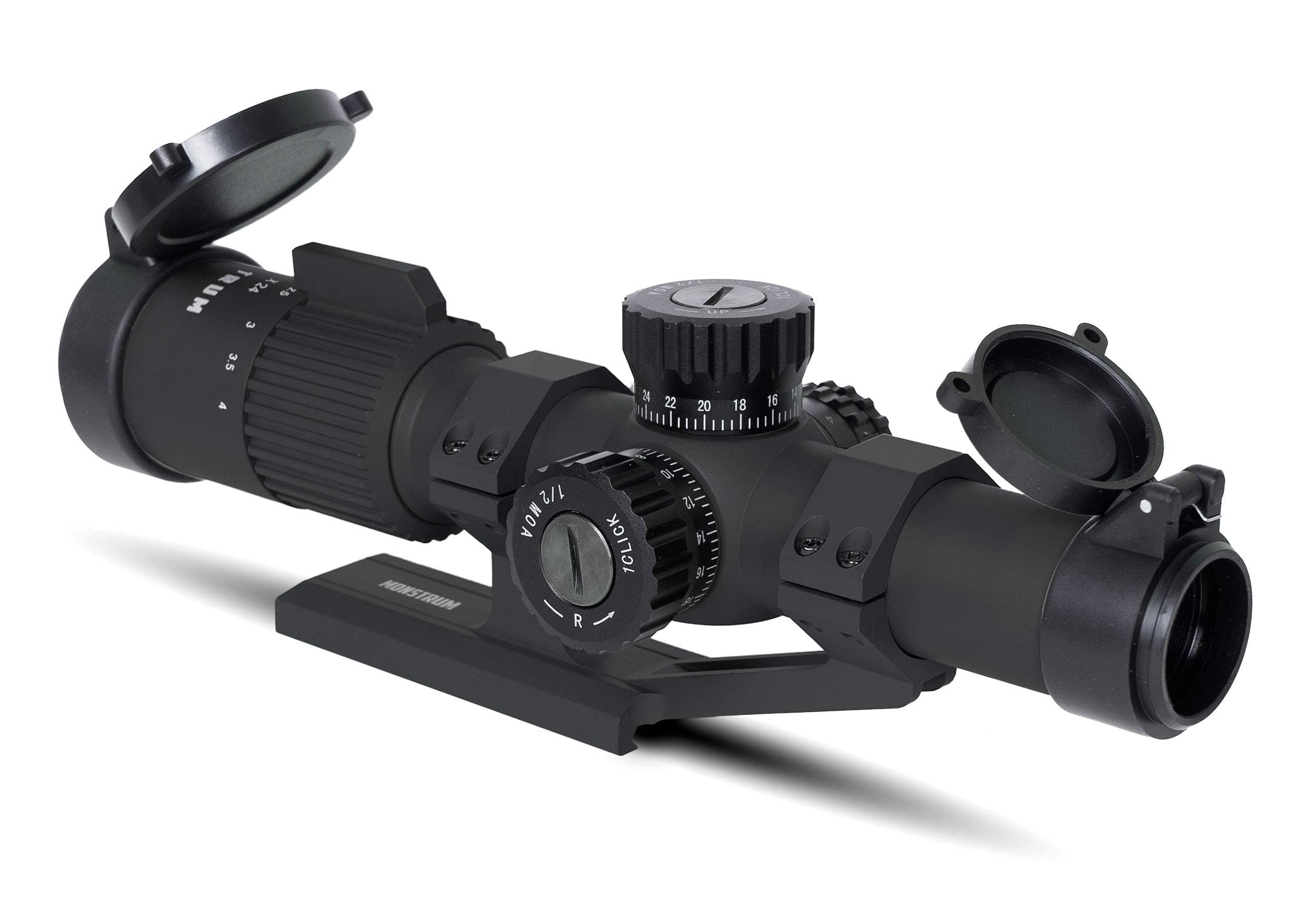 Monstrum G3 1-4x24 First Focal Plane FFP Rifle Scope | ZR305 H-Series Offset Scope Mount | Bundle