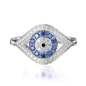 peimko 925 sterling silver turkish evil eye rings for women, cubic zirconia evil eye jewelry protection lucky birthday gift size 5-12 (8)