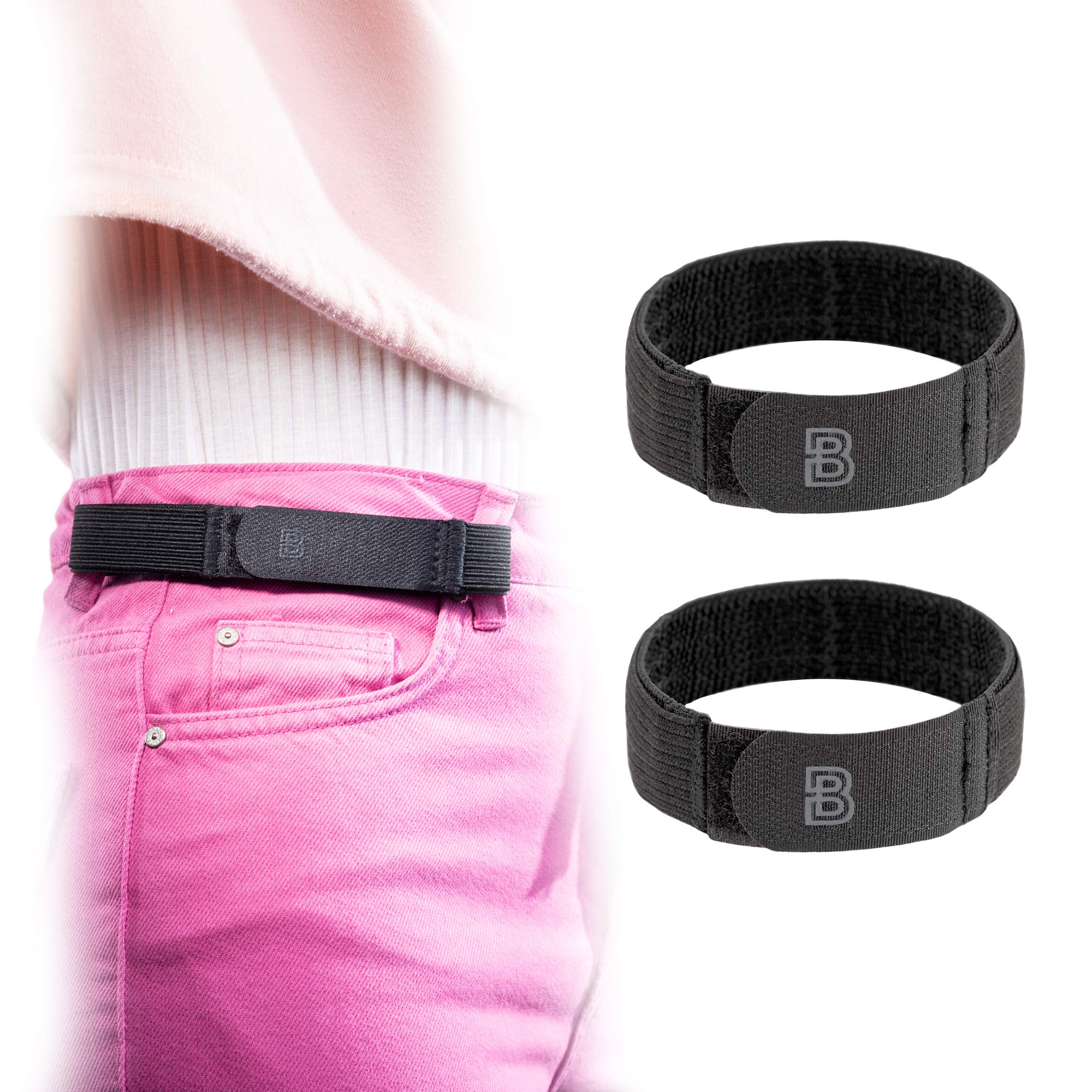 BeltBro Women's 2 Large No Buckle Elastic Belt — Fits 1 Inch Belt Loops, Comfortable and Easy To Use