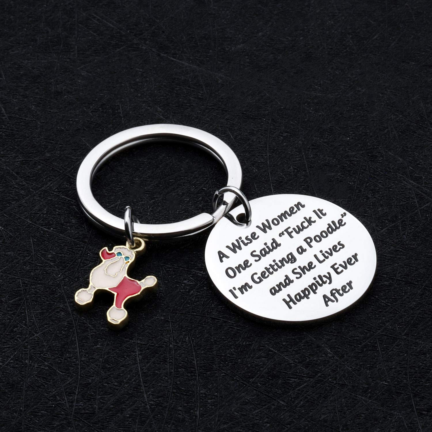 TGBJE Poodle Gift Poodle Mom Gift A Wise Woman Getting A Poodle and She Lived Happily Ever After Gift for Poodle Lover (Poodle Keychain)