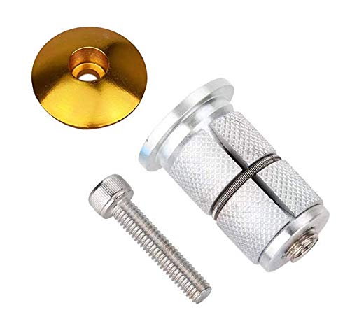 Free-fly Bike Stem Headset Top Cap,Aluminum Alloy Bicycle Headset Top Cap Bike Fork Expander Bung Plug (Gold)