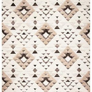 SAFAVIEH Moroccan Tassel Shag Collection X-Large Area Rug - 11' x 15', Ivory & Brown, Boho Design, Non-Shedding & Easy Care, 2-inch Thick Ideal for High Traffic Areas in Living Room, Bedroom (MTS688A)