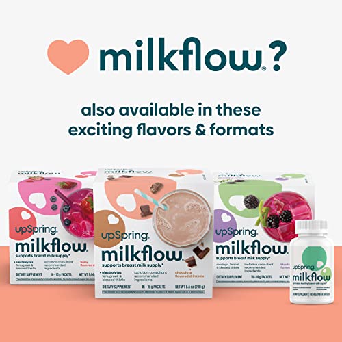 UpSpring Milkflow Electrolyte Breastfeeding Supplement Drink Mix with Fenugreek | Chocolate Flavor | Lactation Supplement to Promote Healthy Breast Milk Supply & Restore Electrolytes | 16 Drink Mixes