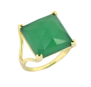 yotreasure 18kt gold over silver green onyx vintage solitaire bold ring