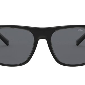 A|X ARMANI EXCHANGE Men's AX4102SF Low Bridge Fit Square Sunglasses, Shiny Black/Grey, 57 mm