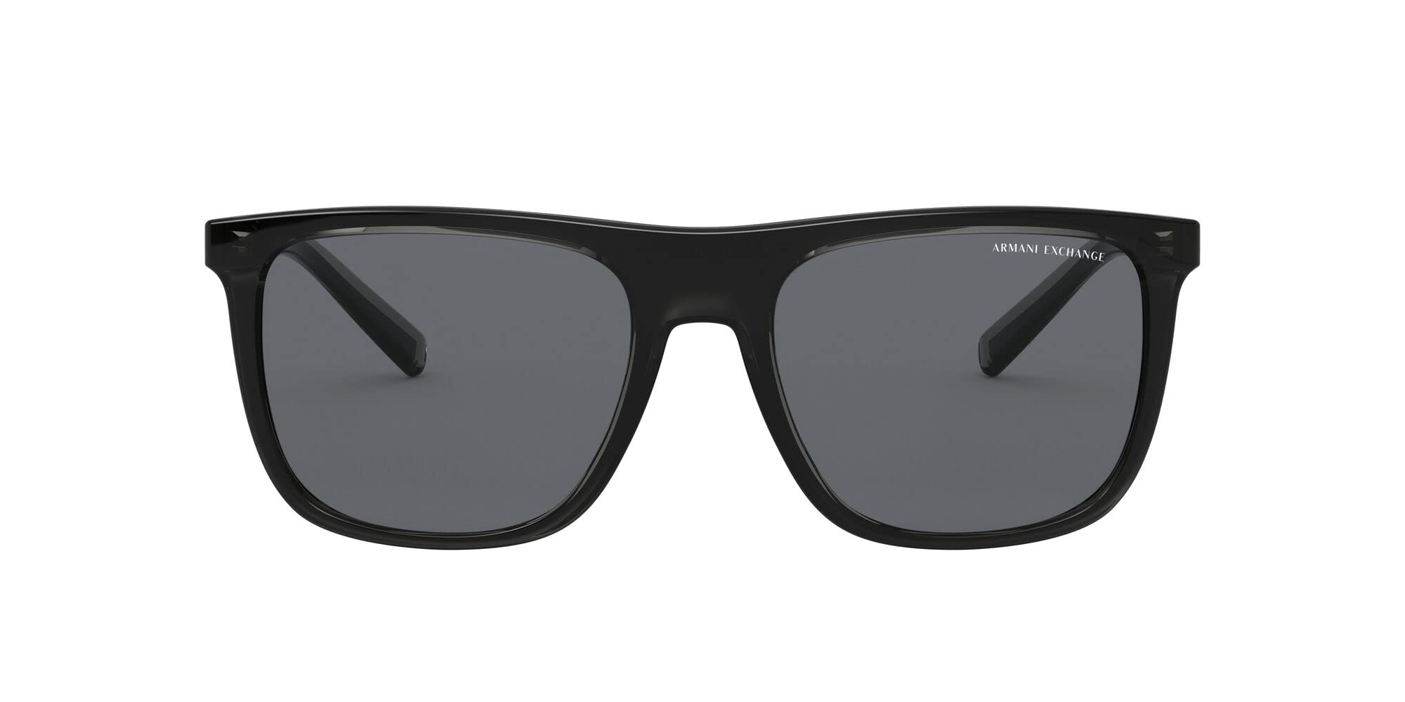 A|X ARMANI EXCHANGE Men's AX4102SF Low Bridge Fit Square Sunglasses, Shiny Black/Grey, 57 mm