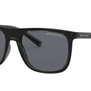 A|X ARMANI EXCHANGE Men's AX4102SF Low Bridge Fit Square Sunglasses, Shiny Black/Grey, 57 mm