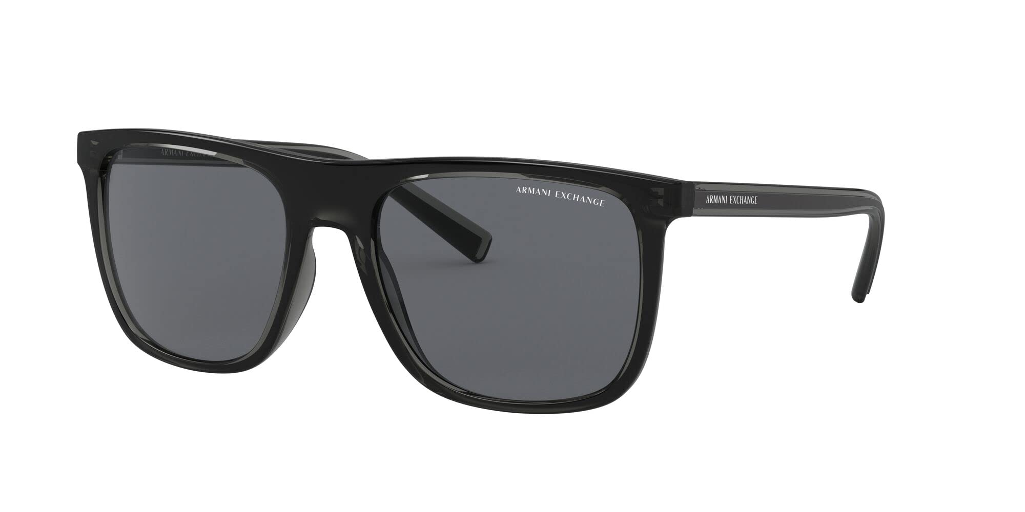 A|X ARMANI EXCHANGE Men's AX4102SF Low Bridge Fit Square Sunglasses, Shiny Black/Grey, 57 mm