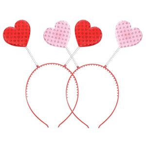 hosfairy 2pcs red love heart shaped headbands valentine's day hair hoop hair loop hair clasp hair band hair accessories dress accessories for valentine party props