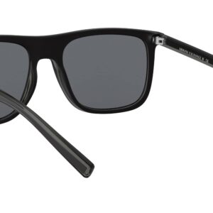 A|X ARMANI EXCHANGE Men's AX4102SF Low Bridge Fit Square Sunglasses, Shiny Black/Grey, 57 mm