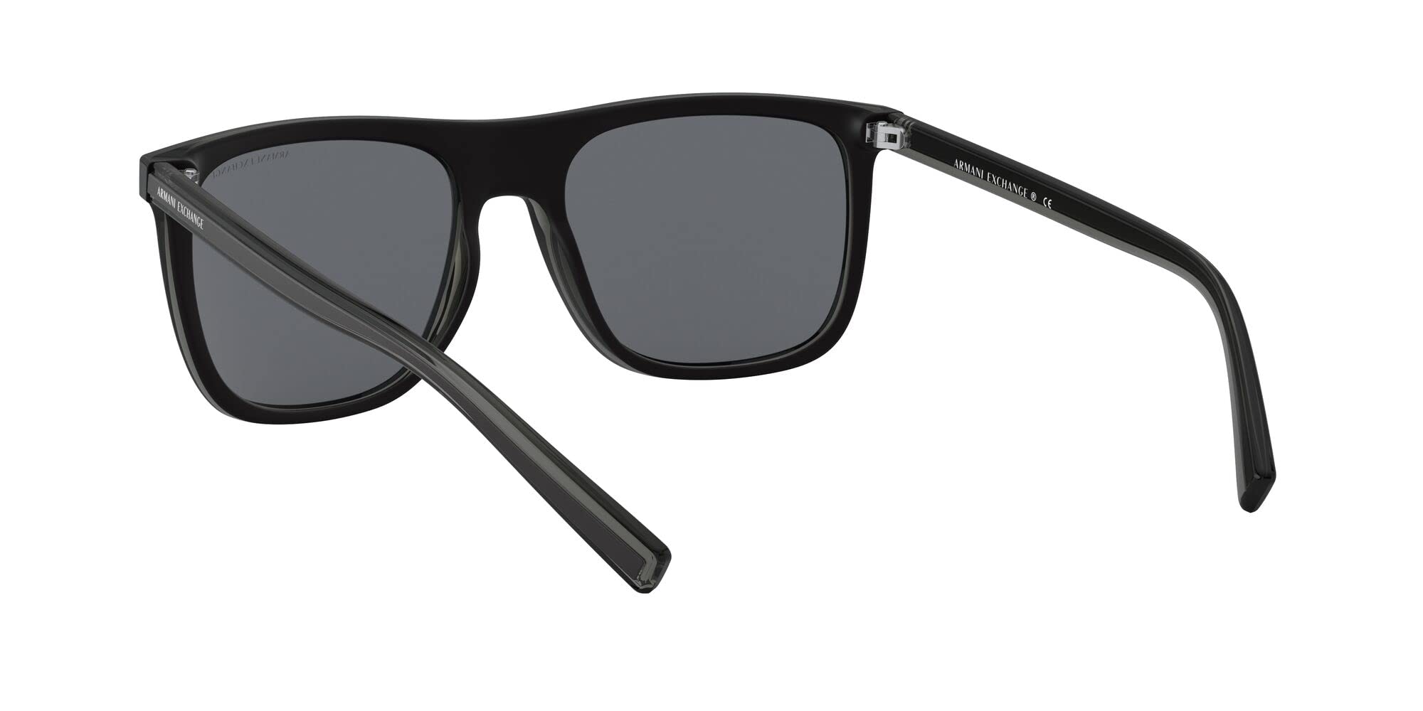 A|X ARMANI EXCHANGE Men's AX4102SF Low Bridge Fit Square Sunglasses, Shiny Black/Grey, 57 mm