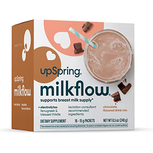 UpSpring Milkflow Electrolyte Breastfeeding Supplement Drink Mix with Fenugreek | Chocolate Flavor | Lactation Supplement to Promote Healthy Breast Milk Supply & Restore Electrolytes | 16 Drink Mixes