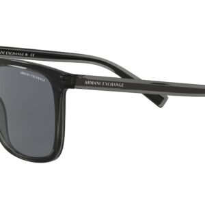 A|X ARMANI EXCHANGE Men's AX4102SF Low Bridge Fit Square Sunglasses, Shiny Black/Grey, 57 mm