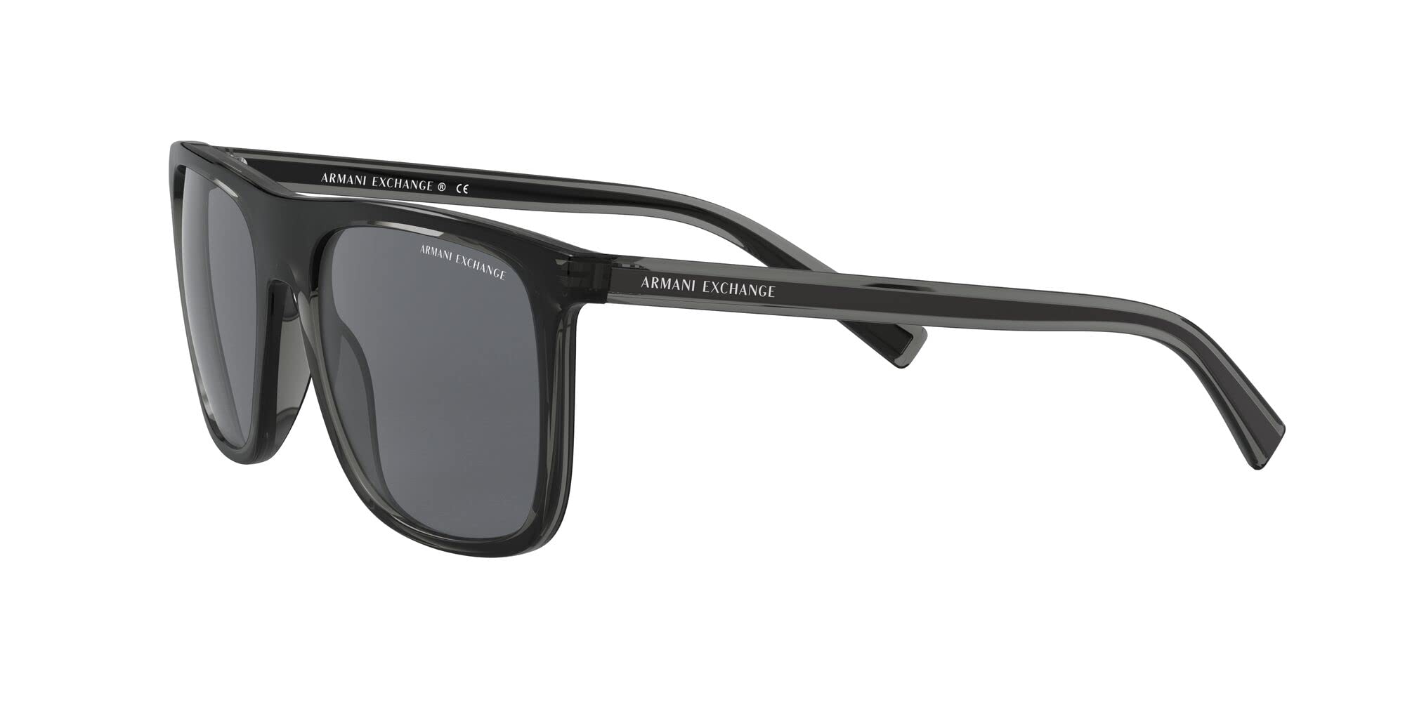 A|X ARMANI EXCHANGE Men's AX4102SF Low Bridge Fit Square Sunglasses, Shiny Black/Grey, 57 mm