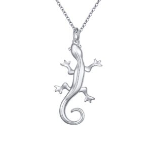 daochong s925 sterling silver animal chameleon gecko lizard pendant necklace for women teen men