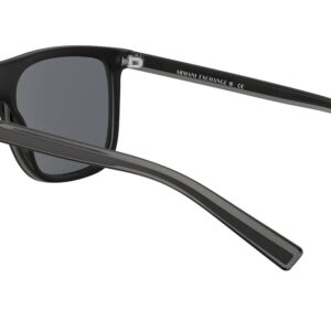 A|X ARMANI EXCHANGE Men's AX4102SF Low Bridge Fit Square Sunglasses, Shiny Black/Grey, 57 mm