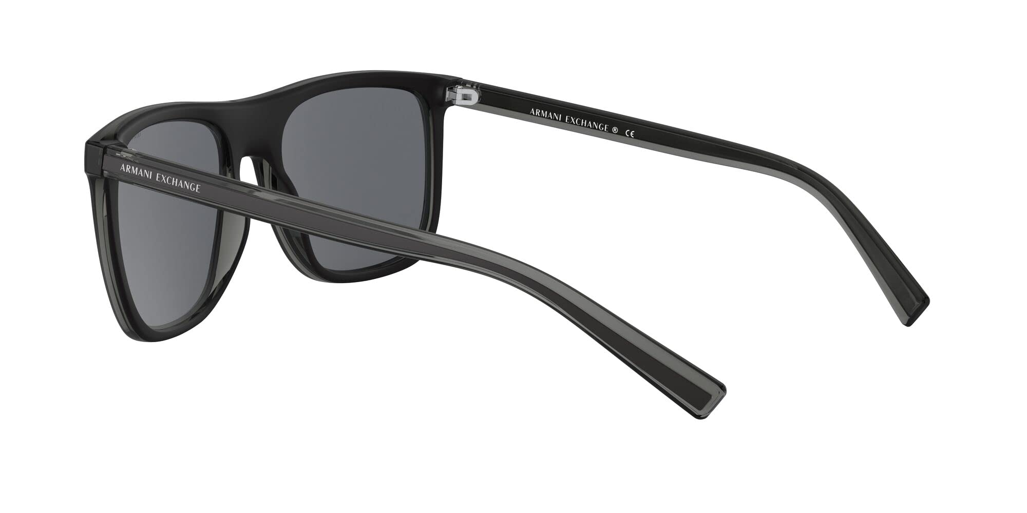 A|X ARMANI EXCHANGE Men's AX4102SF Low Bridge Fit Square Sunglasses, Shiny Black/Grey, 57 mm