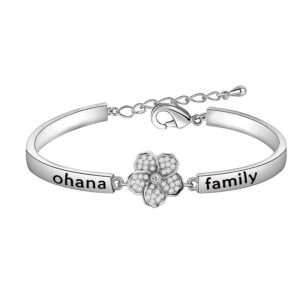 ensianth ohana jewelry ohana means family hibiscus charm bracelet hawaiian family jewelry (bracelet silver)