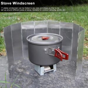 Camp Stove Windscreen, Stainless Steel 11-Plate Stove Windshield Lightweight Portable Stove Windscreen, for Outdoor Cooking BBQ Kitchen Home