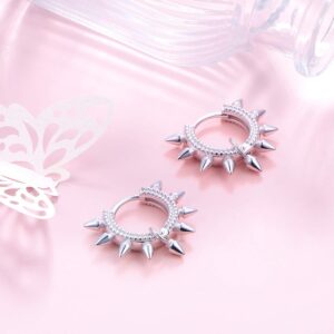 Dainty Spike Huggie Earrings S925 Sterling Silver Delicate Cute Awl Hoop Earrings for Women Jewelry Gift